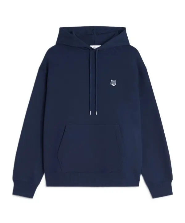 Maison Kitsuné Fox Head Patch Drawstring Hoodie - Navy