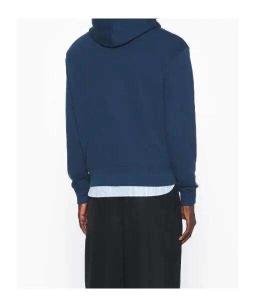 Maison Kitsuné Fox Head Patch Drawstring Hoodie - Navy