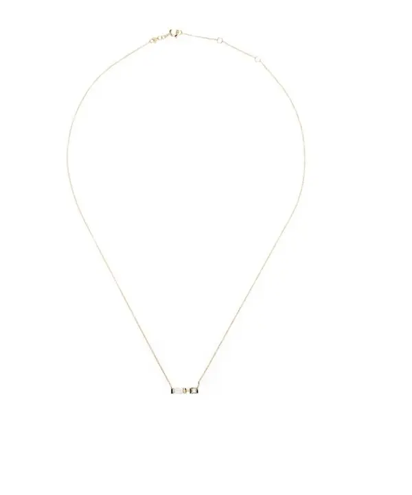 ALIITA 9kt Yellow Gold Amethyst And Diamond Pendant Necklace - White