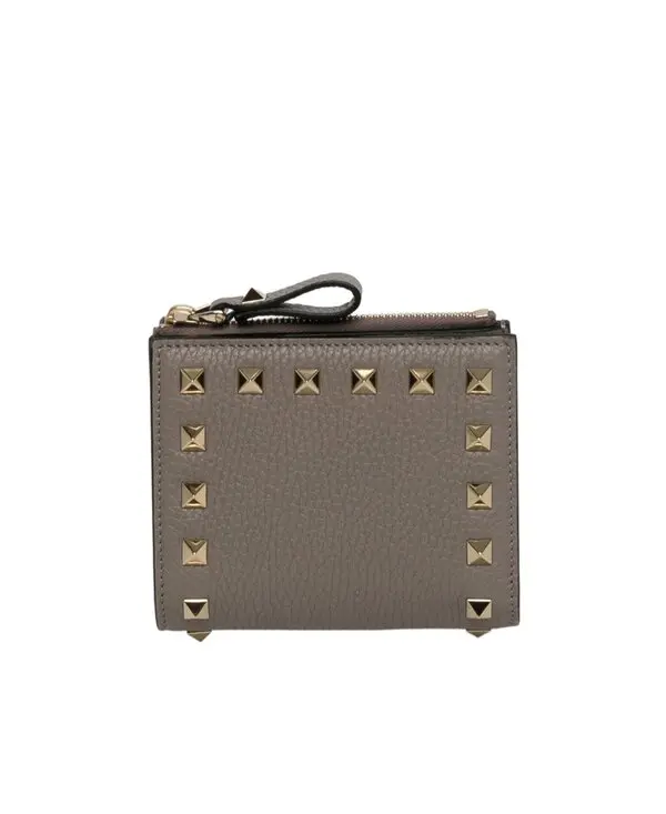 Valentino Garavani Rockstud Zip-up Wallet - Gray
