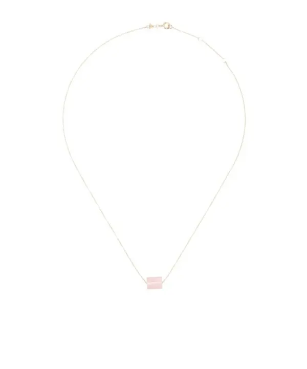 ALIITA 9kt Yellow Gold Deco Cilindro Opal Necklace - White