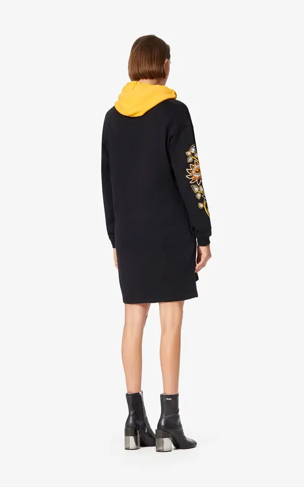 Kenzo V-neck Embroidered Flower Logo Dress