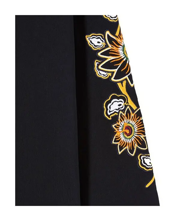 Kenzo V-neck Embroidered Flower Logo Dress