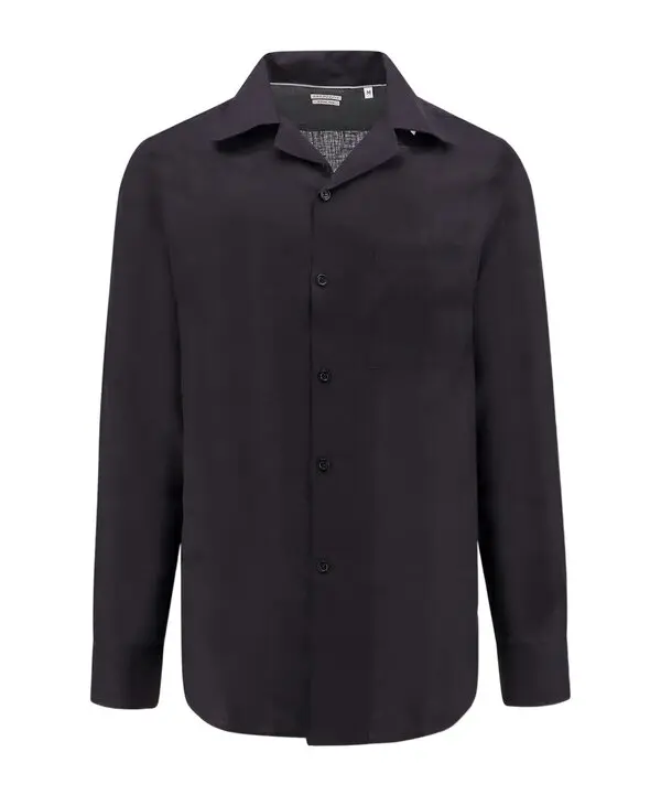 Brunello Cucinelli Curved Hem Easy-fit Shirt - Black