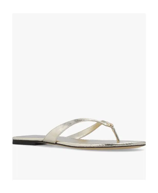 Tory Burch Logo Detailed Metallic Flip Flops