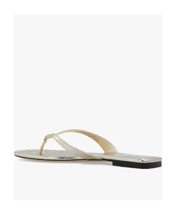 Tory Burch Logo Detailed Metallic Flip Flops