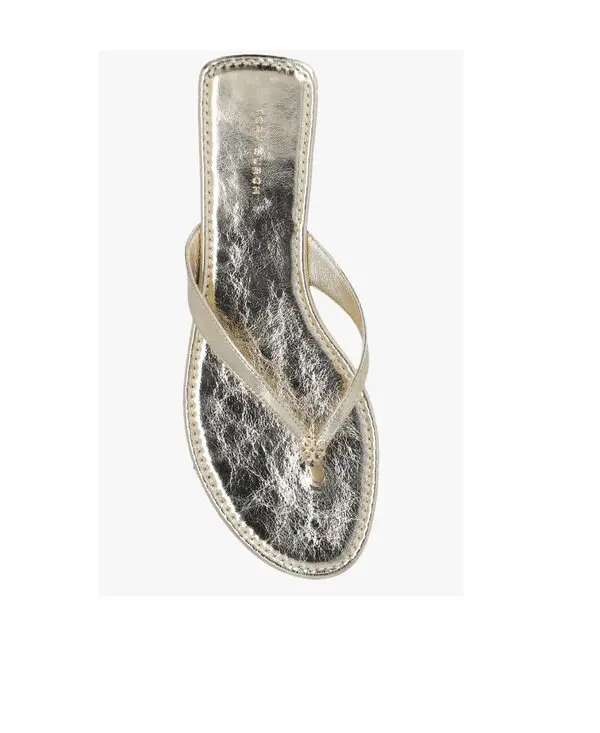 Tory Burch Logo Detailed Metallic Flip Flops