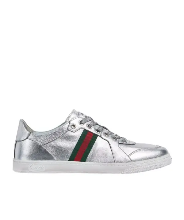 Gucci Low-top Trainers With Web Detail - Silver