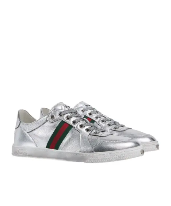 Gucci Low-top Trainers With Web Detail - Silver