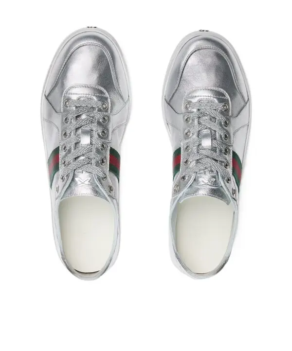 Gucci Low-top Trainers With Web Detail - Silver