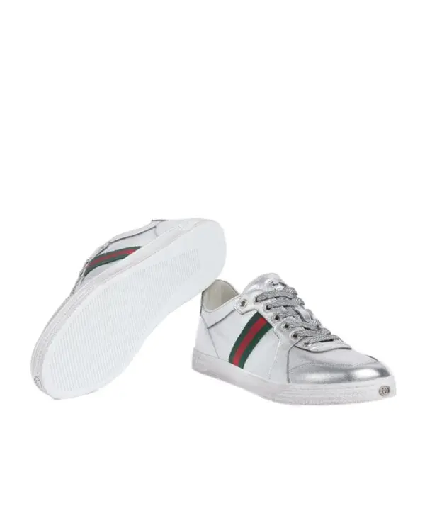 Gucci Low-top Trainers With Web Detail - Silver