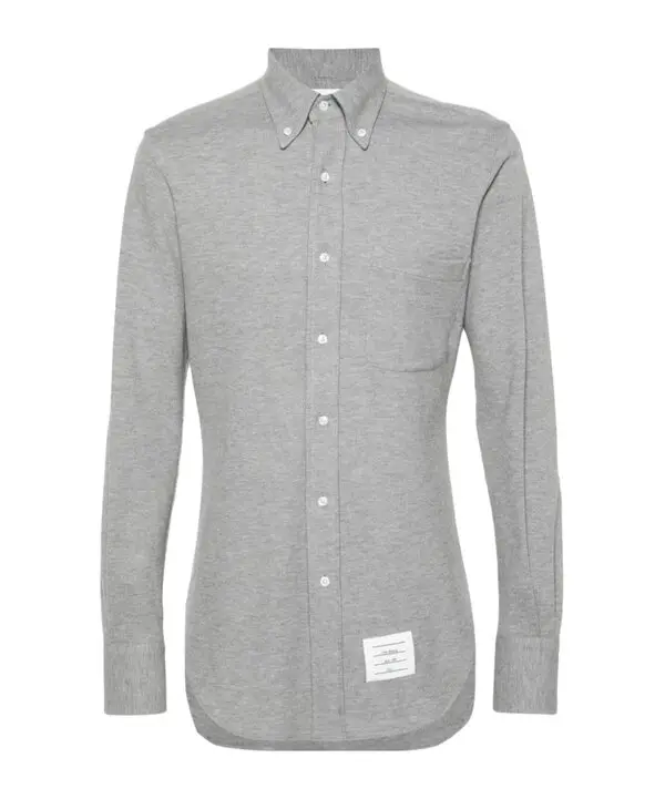 Thom Browne Mélange-effect Piqué Shirt - Light Grey