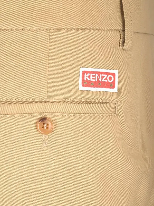 Kenzo Logo Patch Straight-leg Trousers - Nude