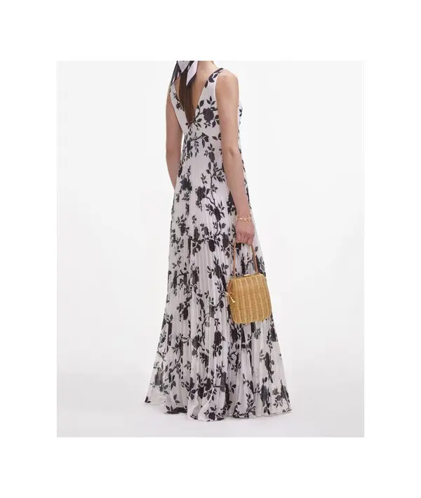 SELF-PORTRAIT Sleeveless Floral-print Chiffon Maxi Dress