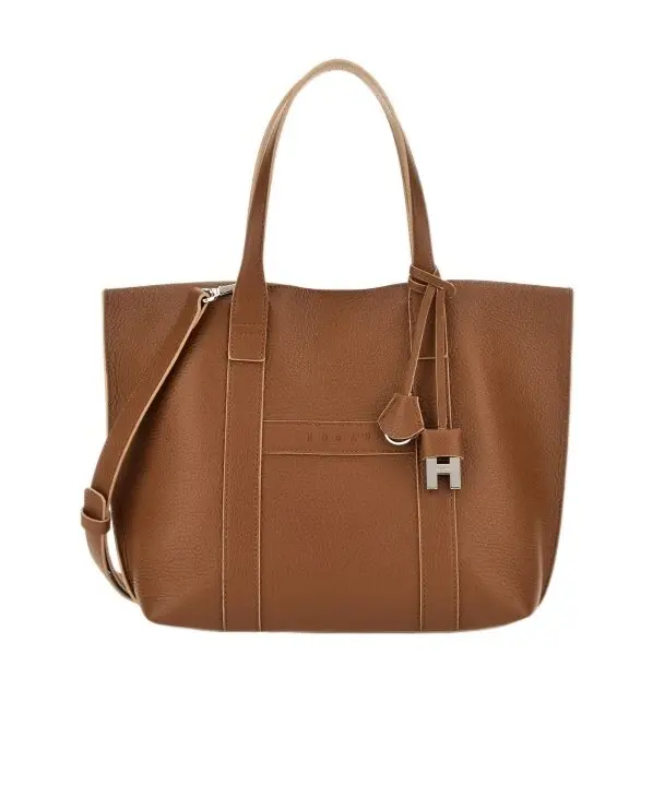 Hogan Logo Embossed Top Handle Bag - Brown