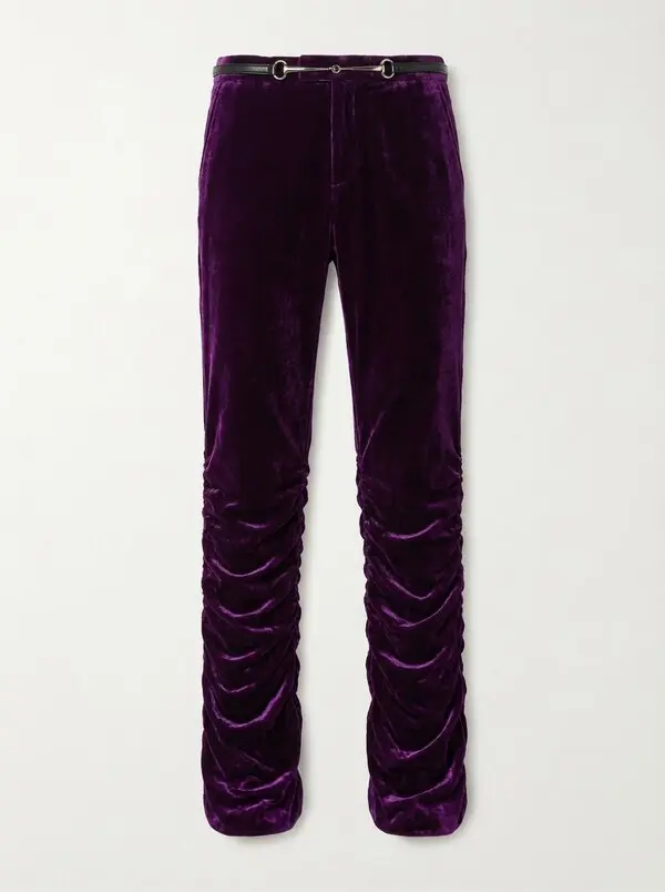 Gucci Belted Ruched Velvet Pants