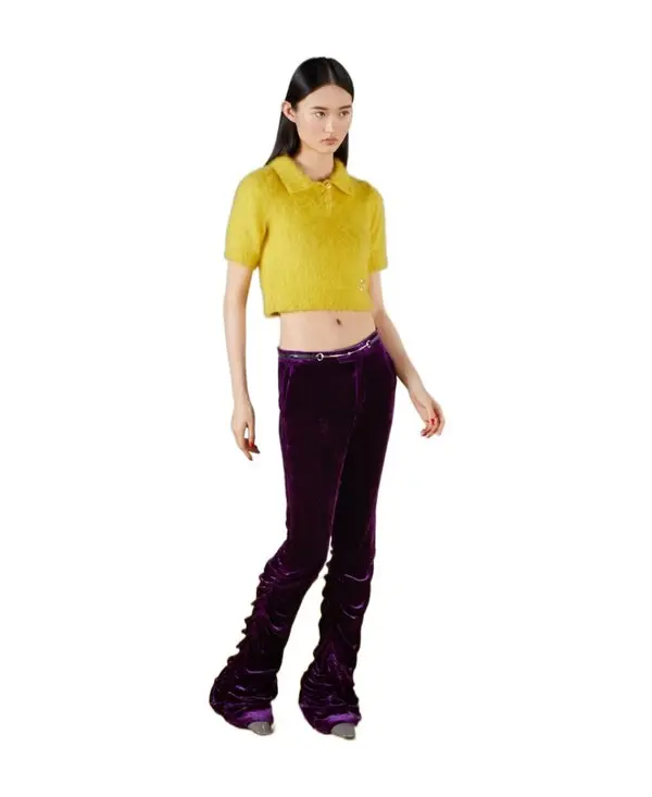 Gucci Belted Ruched Velvet Pants