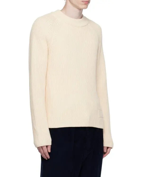 AMI Paris Crewneck Knitted Jumper With Ribbed Details And Logo Applique