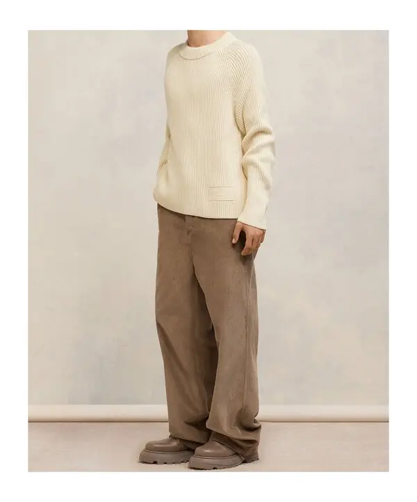AMI Paris Crewneck Knitted Jumper With Ribbed Details And Logo Applique