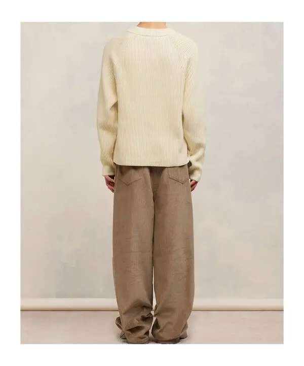 AMI Paris Crewneck Knitted Jumper With Ribbed Details And Logo Applique