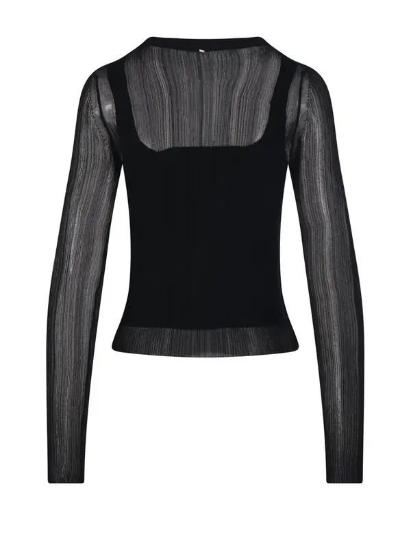 Sportmax Ribbed Trompe L'oeil Jumper - Black