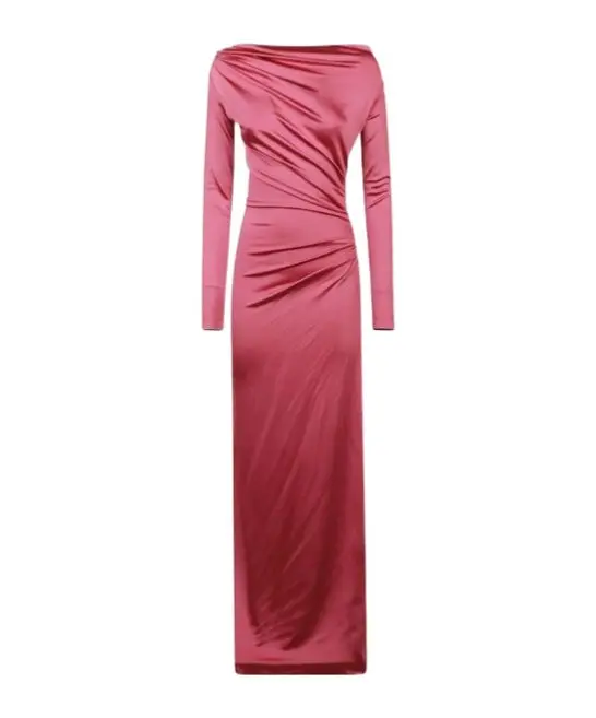 Victoria Beckham Off-shoulder Draped Satin Gown