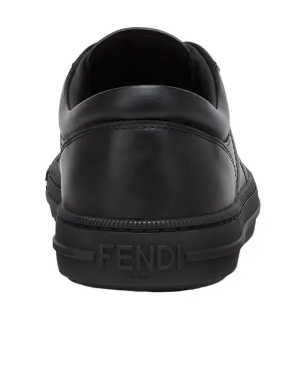 Fendi Palladium Finished Metal Ff Domino Low-top Sneakers - Black