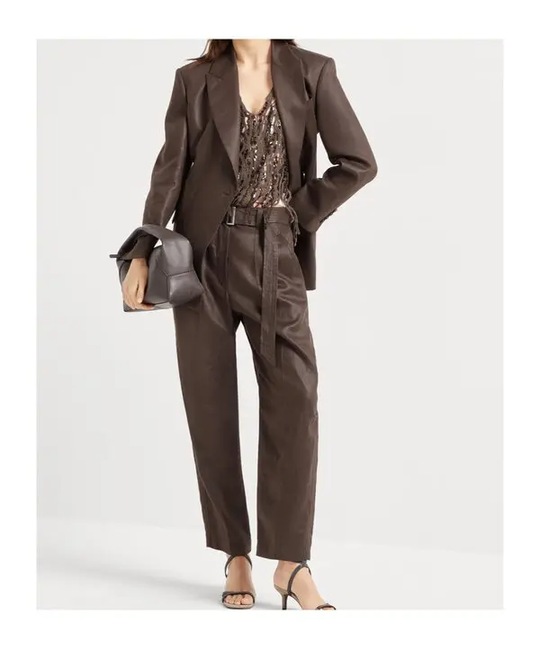 Brunello Cucinelli Embellished Polished Twill Blazer
