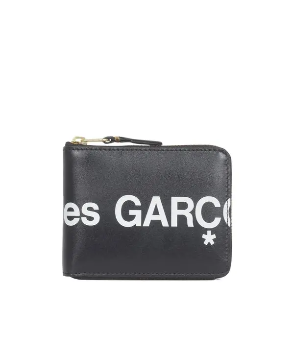 Comme Des Garçons Logo Printed Zip-around Wallet - Black