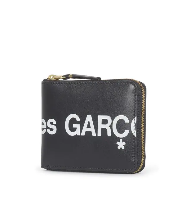 Comme Des Garçons Logo Printed Zip-around Wallet - Black