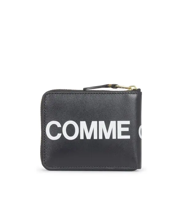 Comme Des Garçons Logo Printed Zip-around Wallet - Black