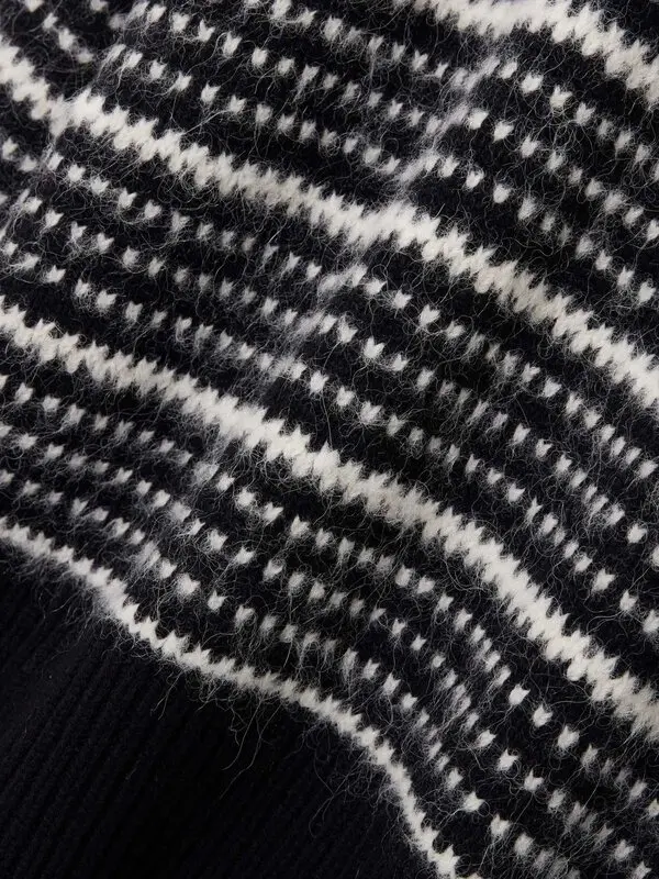 TOTEME Striped Turtleneck Sweater With Dropped Shoulders - Black