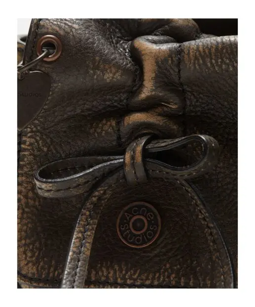 Acne Studios Multipocket Knot Detailed Micro Tote Bag - Dark Brown/beige