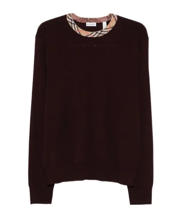 Burberry Crew Neck Knitted Jumper With Check Detail