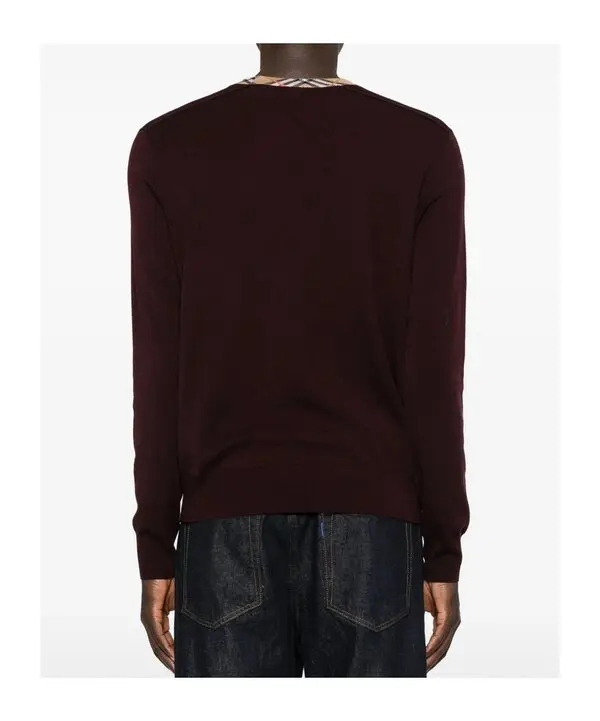 Burberry Crew Neck Knitted Jumper With Check Detail