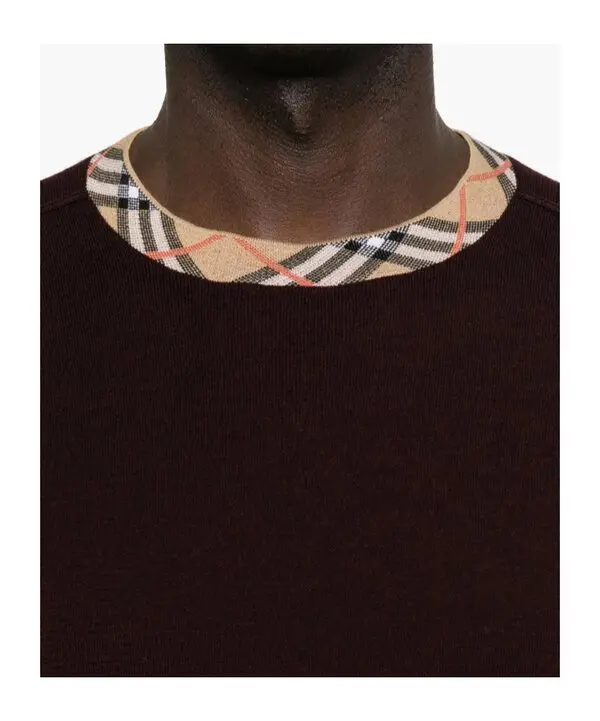 Burberry Crew Neck Knitted Jumper With Check Detail