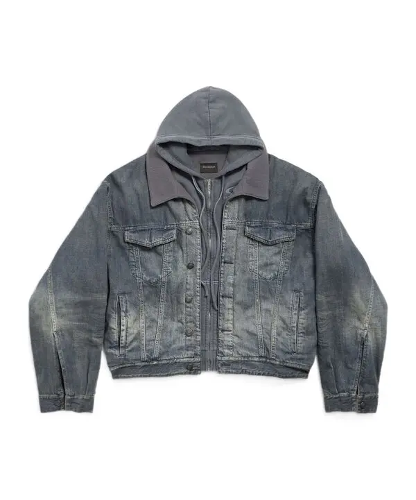 Balenciaga Layered Denim Jacket With Trompe L'oeil Effect - Blue