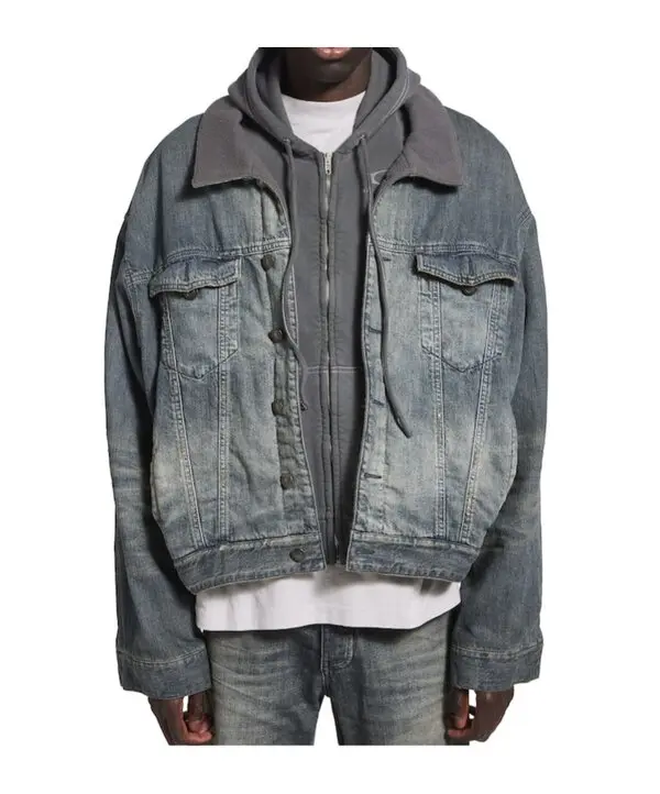 Balenciaga Layered Denim Jacket With Trompe L'oeil Effect - Blue