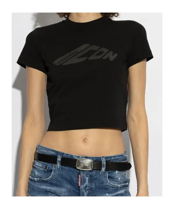 Dsquared2 Icon Printed Cropped T-shirt - Black