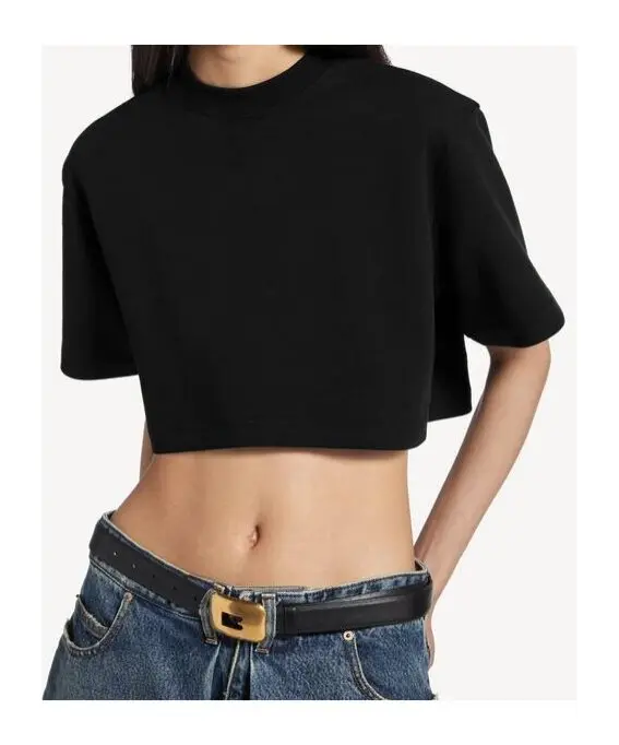 Balenciaga Cropped Crewneck T-shirt With Logo Embroidery