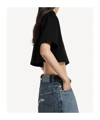 Balenciaga Cropped Crewneck T-shirt With Logo Embroidery