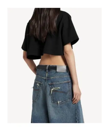 Balenciaga Cropped Crewneck T-shirt With Logo Embroidery