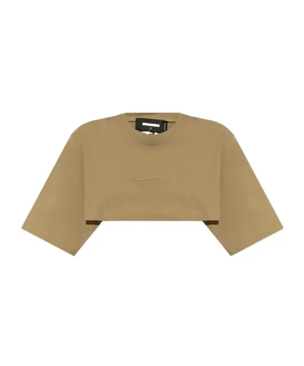 Dsquared2 Logo Embossed Cropped T-shirt - Beige