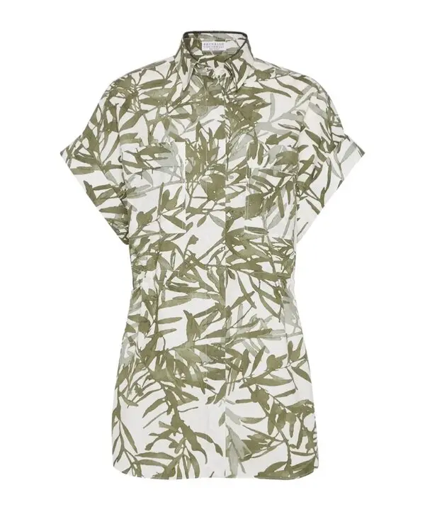 Brunello Cucinelli Leaf Print Short-sleeve Shirt - No