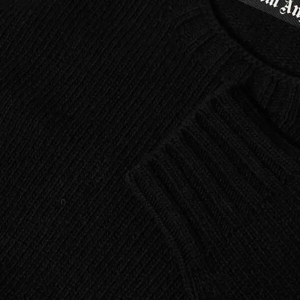 Palm Angels Logo Intarsia Knitted Jumper - Black