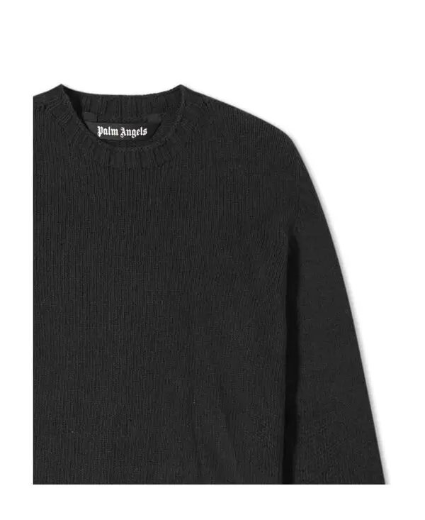 Palm Angels Logo Intarsia Knitted Jumper - Black