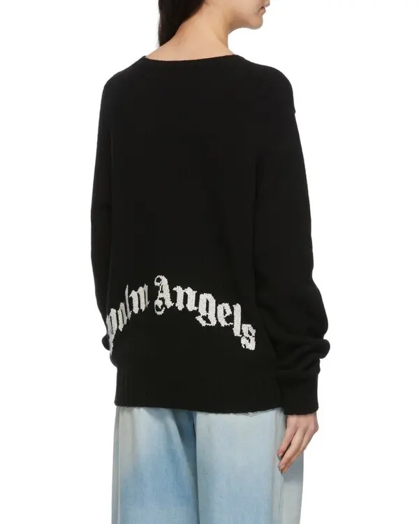 Palm Angels Logo Intarsia Knitted Jumper - Black