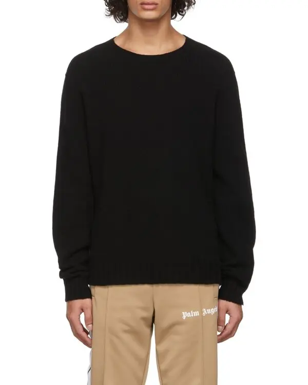 Palm Angels Logo Intarsia Knitted Jumper - Black