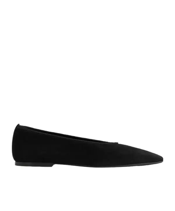 TOTEME Square Toe Slip-on Flats - Black