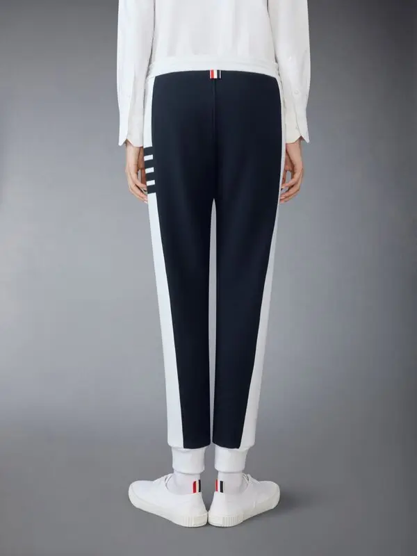 Thom Browne 4-bar Stripe Drawstring Track Pants With Silver-toned Ankle Strap - Blue